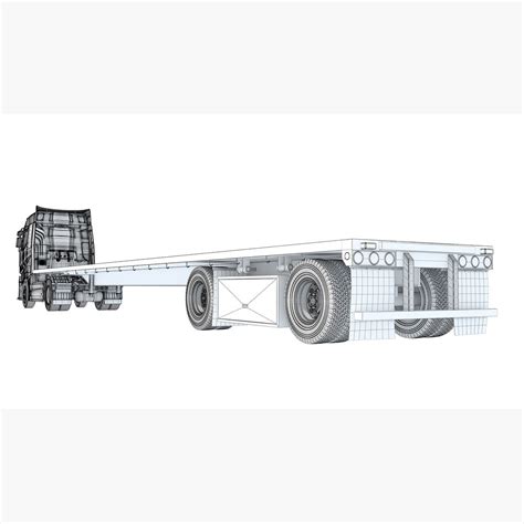 Two Axle Truck With Flatbed Trailer 3d Model Download Truck On