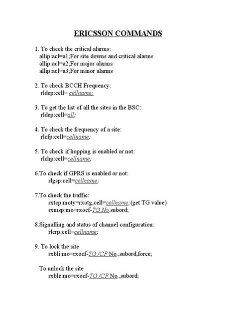 Ericsson Commands Pdf