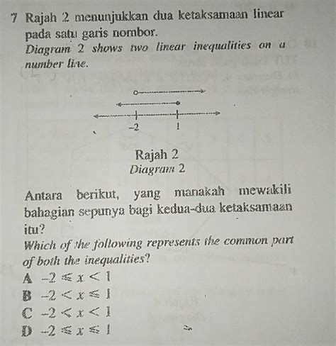 Solved 7 Rajah 2 Menunjukkan Dua Ketaksamaan Linear Pada Saty Garis