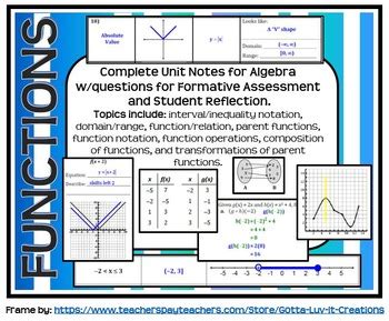 Functions Guided Notes For Algebra Complete Unit By TheMagicNumber