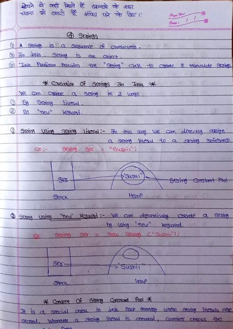 strings in java handwritten notes connect 4 programming