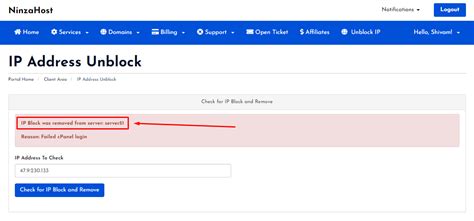 How To Unblock IP From Client Area NinzaHost