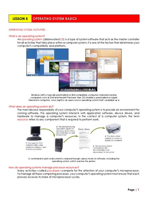 Operating System Basics Lesson 5 Pdf Booting Graphical User Interfaces