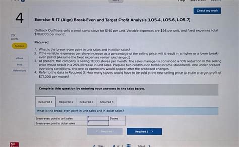 Solved Exercise Algo Break Even And Target Profit Chegg