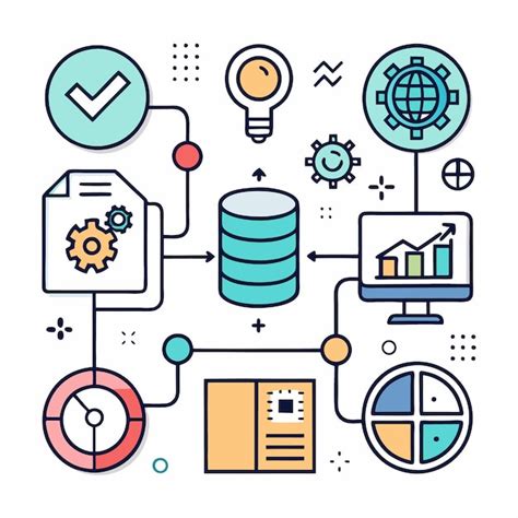 Diagram With Check Mark Lightbulb Globe Document Database Chart Pie