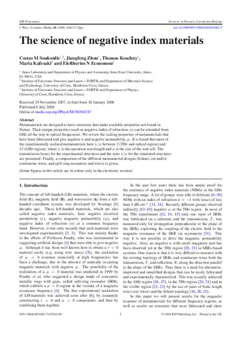 Pdf The Science Of Negative Index Materials