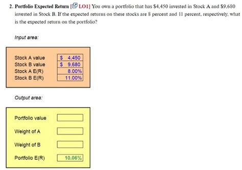 solved 2 portfolio expected return [[ㄴ lo1] you own a