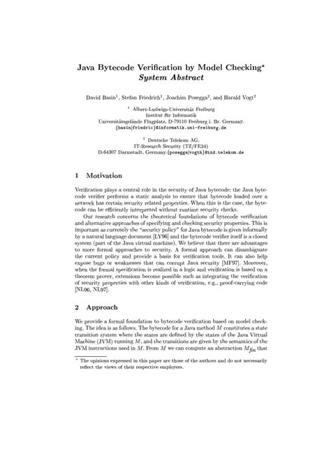 Pdf Java Bytecode Verification By Model Checking