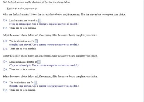 Solved Find The Local Maxima And Local Minima Of The