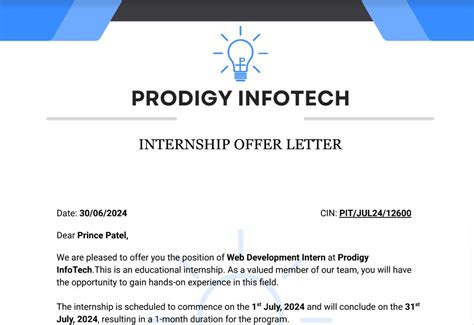 Prince Patel On Linkedin Prodigyinfotech Webdev Internship