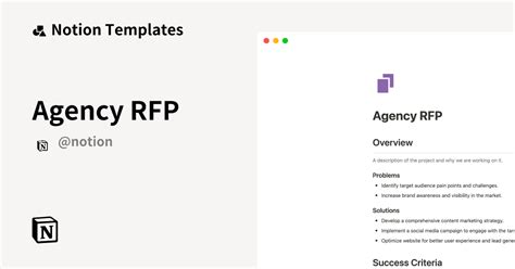 Agency Rfp Template By Notion Notion Marketplace