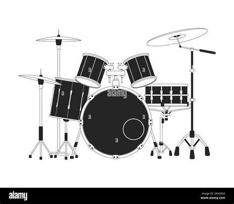 Drum Set Black And White 2d Line Cartoon Object Stock Vector Image And Art Alamy