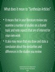 How To Synthesize Articles For A Paper Tcm18 117649 Pptx What Does It