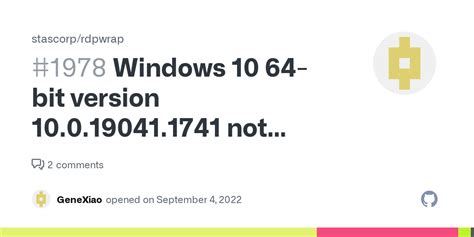 Windows 10 64 Bit Version 100190411741 Not Working · Issue 1978 · Stascorprdpwrap · Github