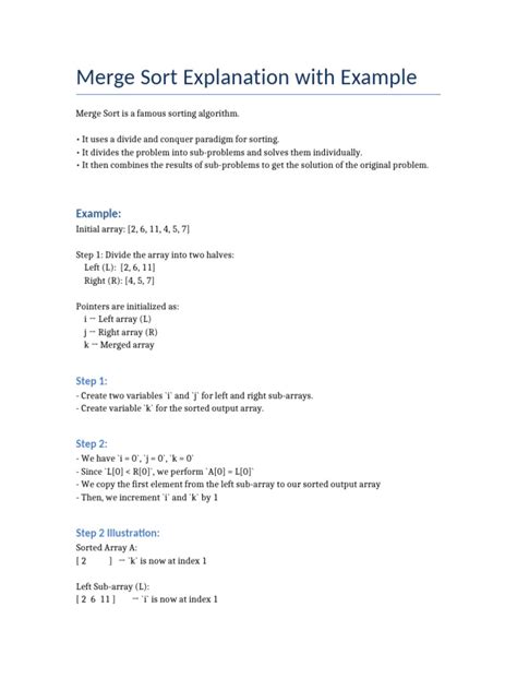 Merge Sort Full Explanation Pdf
