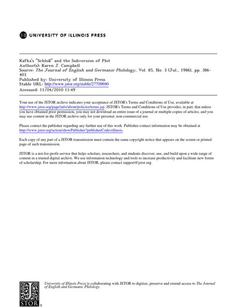 PDF Kafka s Schloß and the Subversion of Plot DOKUMEN TIPS