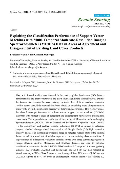Pdf Exploiting The Classification Performance Of Support Vector Machines With Multi Temporal