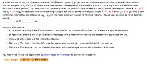 Solved A Small Amount Of The Trace Element Selenium 50 200