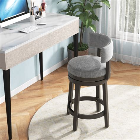2731 Inch Swivel Bar Stool With Upholstered Back Seat And Footrest