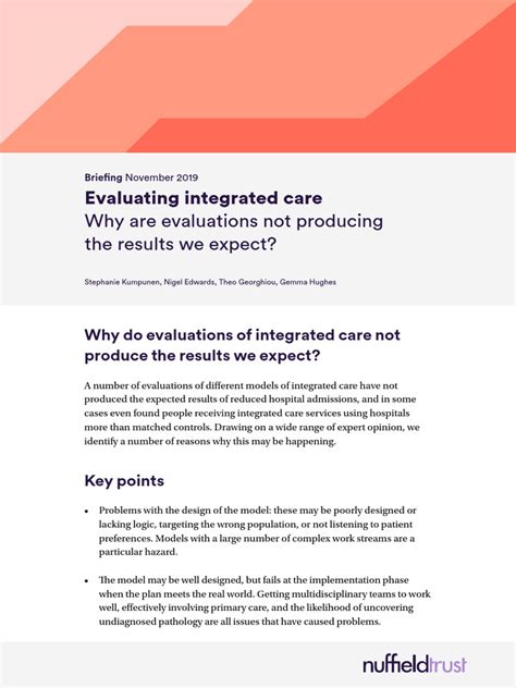 The Challenges Of Evaluating Integrated Care Briefing 3 Pdf