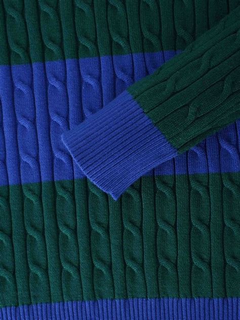 Striped Cable Sweater Cobalt Blue Hunter Green Blue Hunters Hunter
