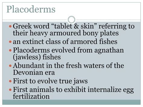 Compana Ostracodermsacanthodiansplacoderms Pptx Fish And Aquariums Pets