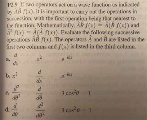 Solved P29 If Two Operators Act On A Wave Function As