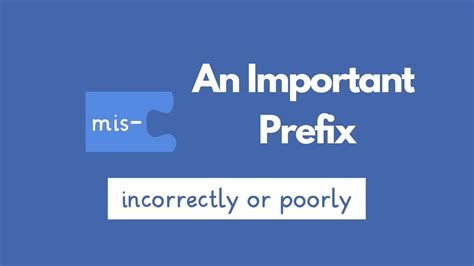 The Prefix Mis In English Vocabulary Youtube