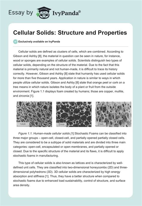 Cellular Solids Structure And Properties 927 Words Essay Example