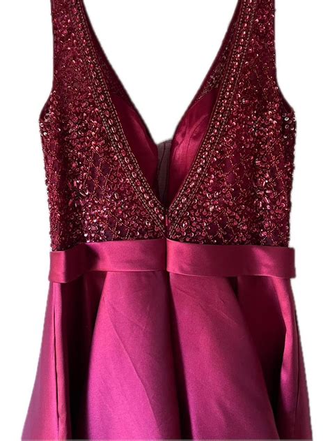 2000s Burgundy And Red Prom Dress With Sequins And Depop
