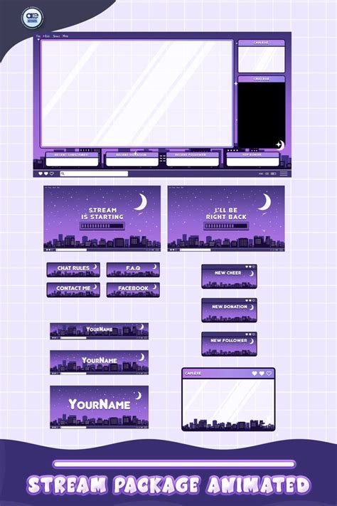 Purple Cozy Twitch Overlay Stream Package Purple Stream Etsy Twitch