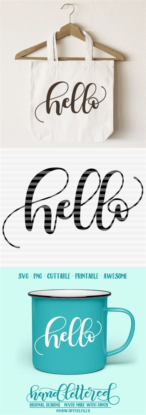Hello Svg Pdf Dxf Hand Drawn Lettered Cut File Graphic