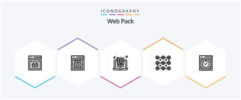 Web Pack Line Icon Pack Including Security Pattern Web Team Lock Laptop Vector