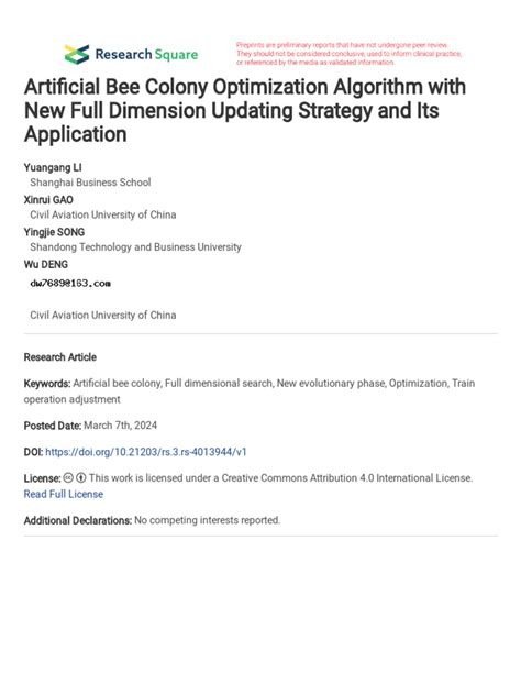 Artificial Bee Colony Optimization Algorithm With Pdf Mathematical