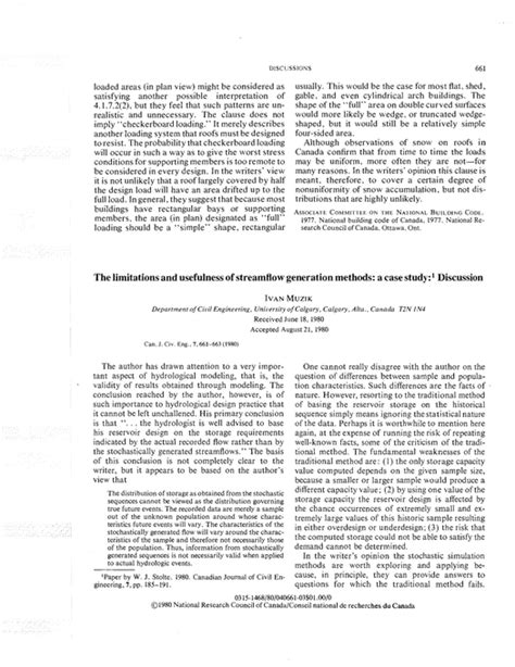 Discussion The Limitations And Usefulness Of Streamflow Generation