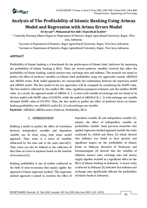 Pdf Analysis Of The Profitability Of Islamic Banking Using Arimax