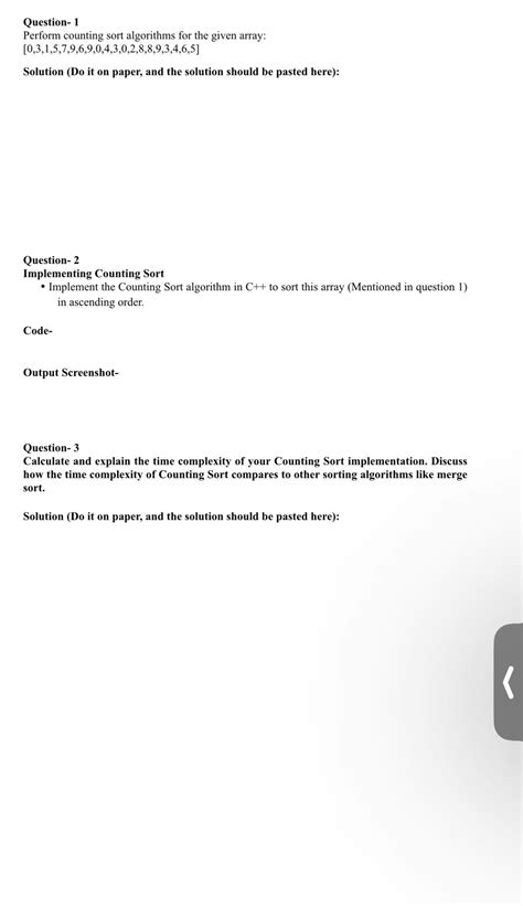 Solved Question 1 Perform Counting Sort Algorithms For The