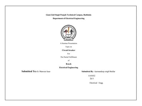 Circuit Breaker Presentation Ppt