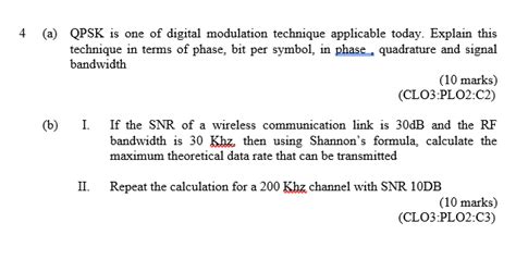 Solved A QPSK Is One Of Digital Modulation Technique Chegg