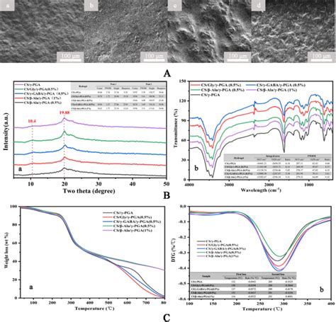 Sem A Xrd And Ft Ir B Tga And Dtg C Patterns Of Hydrogels