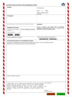 SHIPPERS DECLARATION FOR DANGEROUS GOODS Shipper Shipper S Declaration For Dangerous Goods