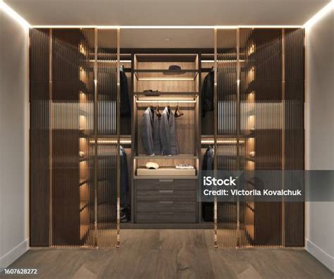 밝고 어두운 색상의 럭셔리 스튜디오 아파트 로프트 스타일 나무 옷장이 있는 세련되고 현대적인 객실입니다 3d 렌더링 그림입니다 0명에 대한 스톡 사진 및 기타 이미지