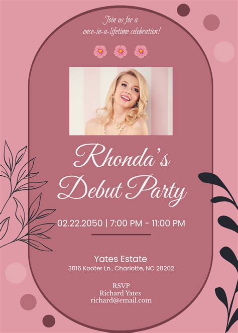 Free Debut Invitation Templates Editable And Printable