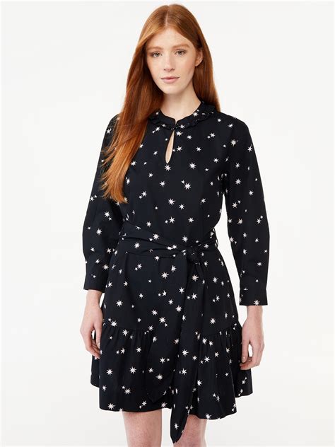 Free Assembly Womens Tiered Belted Mini Dress