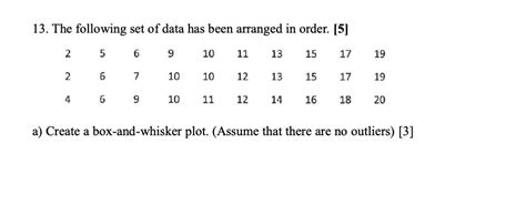 Solved 13 The Following Set Of Data Has Been Arranged In