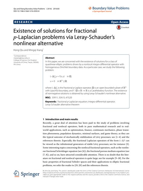 Pdf Existence Of Solutions For Fractional P Laplacian Problems Via