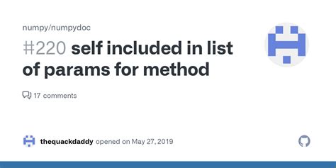 self included in list of params for method · issue 220 · numpy