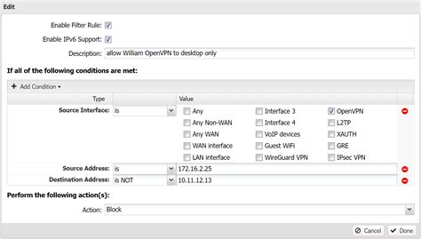 how can i restrict vpn users to a single server or subnet edge
