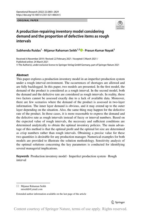 A Production Repairing Inventory Model Considering Demand And The Proportion Of Defective Items