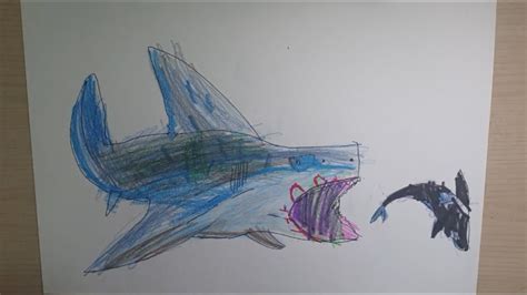 메갈로돈이 범고래 잡아먹는 그림 그리기 Youtube